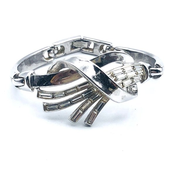 Trifari | Jewelry | Vintage Trifari Pat Pend Art Deco Bracelet Rhodium ...